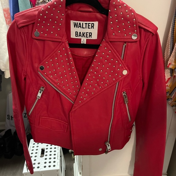 Walter Baker | Jackets & Coats | Red Studded Leather Jacket | Poshmark